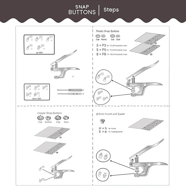 Snap Button Plier Kit with 160 – Gemsy